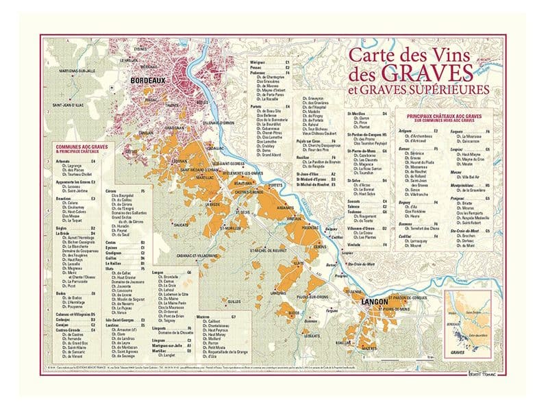 CARTE DES GRAVES ET GRAVES SUPÉRIEURES 30x40 cm